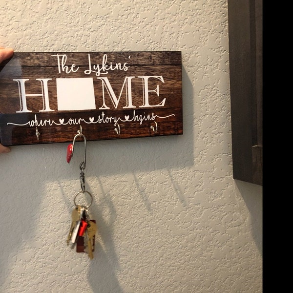 Personalized Key Ring Holder, Where Our Story Begins Family Key Holder ...