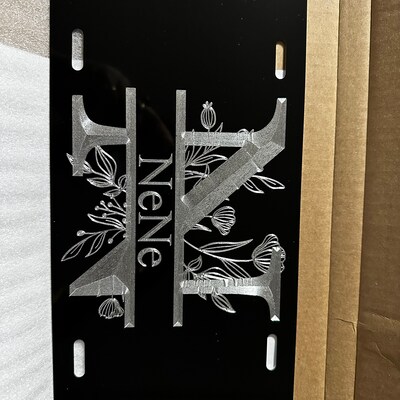 Ohio State Flag License Plate Car Tag Diamond Etched Engraved on Black ...