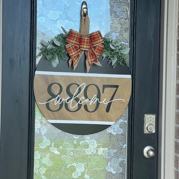 Front Door Decor | Welcome Sign | Address Sign | Year Round Wreath ...