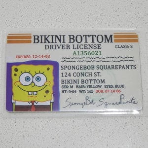 SpongeBob SquarePants ID Card | Etsy