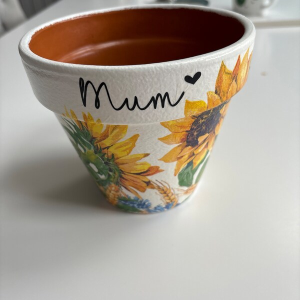 Mum Plant Pot, Plant Pot for Inside or Outside, Sunflower Plant Pot ...