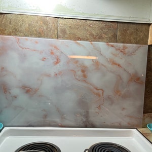 Stove Backsplash Glass Panel, Kitchen Wall Decor, Stove Top Back Cover ...