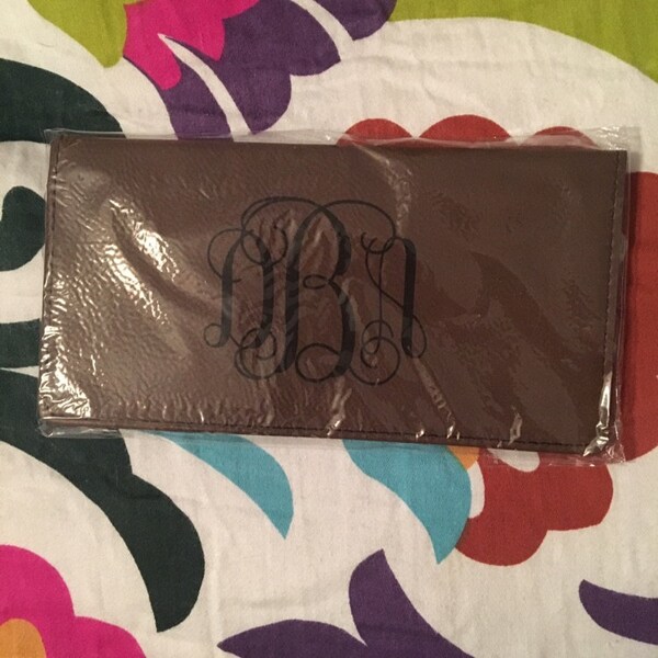 Personalized Faux Leather Checkbook Cover, Check Book Pocket, Engraved ...
