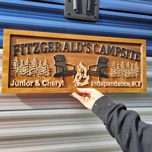 Custom Wood Campfire Sign Family Name Campsite Sign Last Name Sign ...
