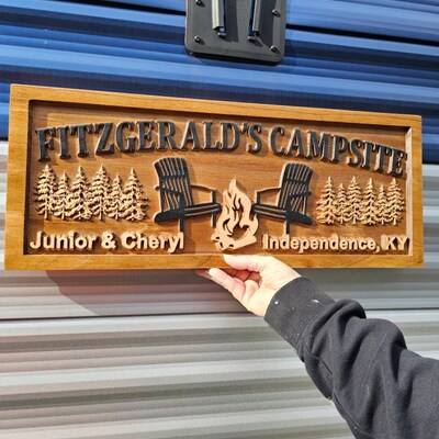 Custom Wood Campfire Sign Family Name Campsite Sign Last Name Sign ...