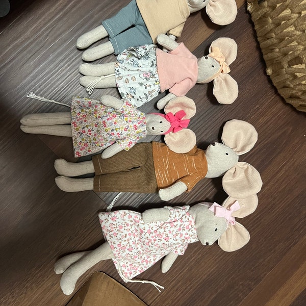 Dollhouse Mouse Stuffed Animal, Mice Family, Cotton Mice Toys, Nursery ...