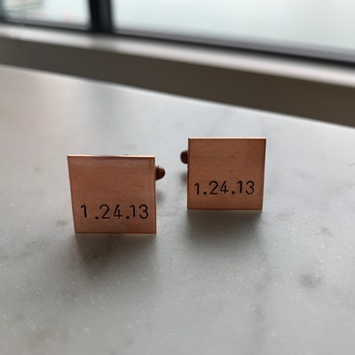 Personalized Copper Cuff Links Set of 2 Handstamped Mens - Etsy