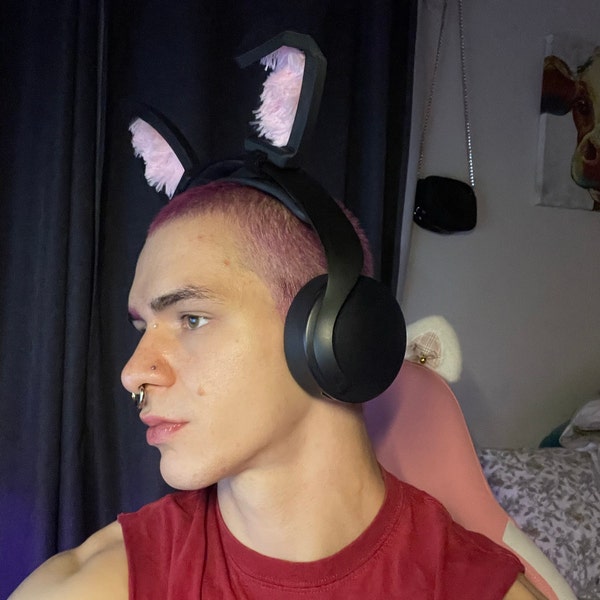 Bunny Ears for Headsets and Headphones, Faux Fur Rabbit Ears, Gamer ...