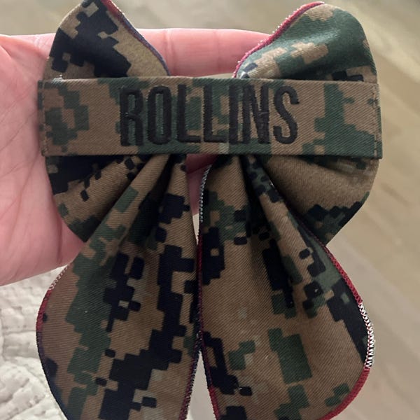 Custom Military Hair Bow – Personalized Name Tape Sailor Style – 5 ...