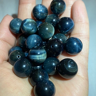 Hawk Eye Blue Tiger Eye Beads Genuine Natural Grade AA Gemstone Round ...