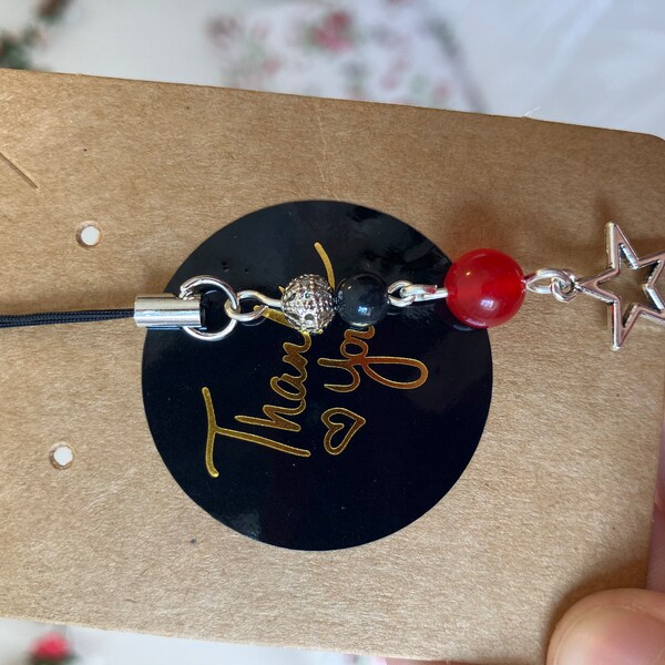 Simple Star Charm Phone Charm Red, Black, Silver or Pink, Black, Silver ...