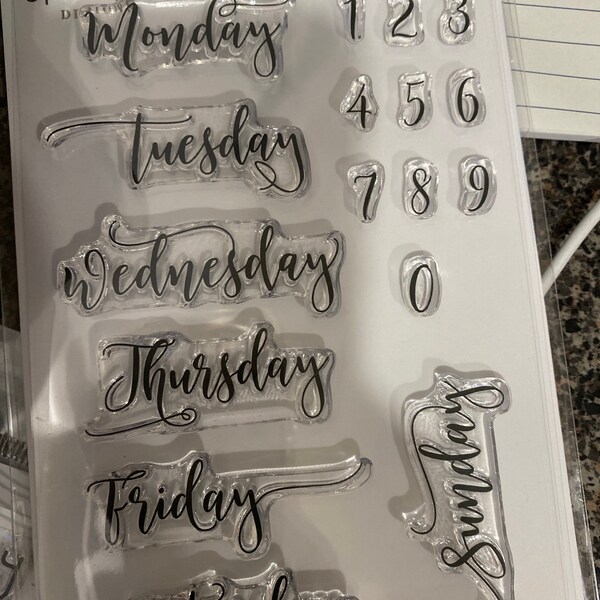 Weekday Journal Stamps, Clear Planner Stamps With Calendar Days of the ...