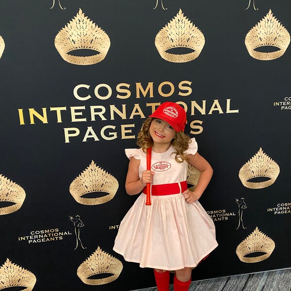 Baseball Dress, Girls, Peach, Red, Uniform, Costume, Pageant Dress, OOC ...