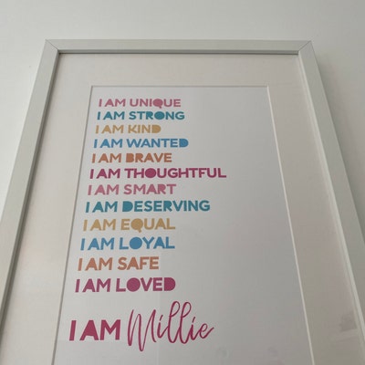 Girls Positive Affirmation Print Girls Bedroom Decor I Am - Etsy UK