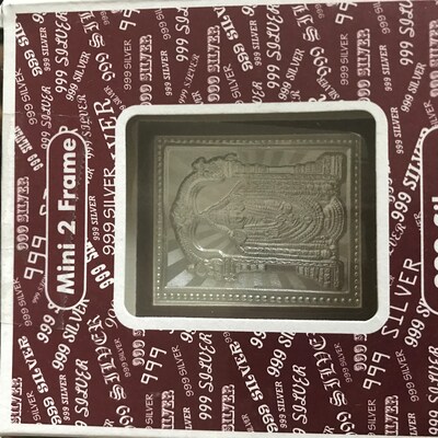 999 Pure Silver Ganesh Photo Frame, Indian God Silver Frame, Ornate ...