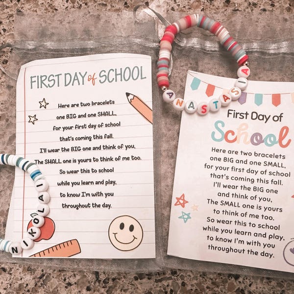 Back to School Bracelet Set | Mommy and Me Bracelets | First Day of ...