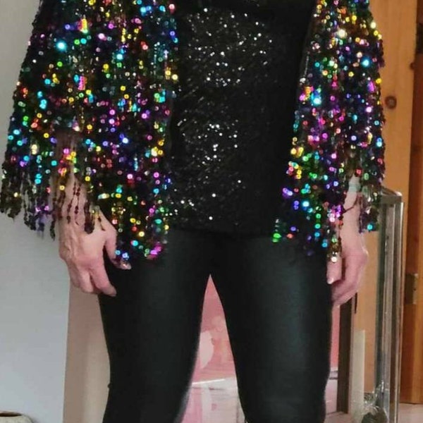 Rainbow Tinsel Fringe Jacket,personalized Gift for Her,bridal Jacket ...