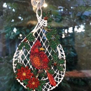 FSL Cardinal Machine Embroidery Freestanding Lace Christmas Bird Design ...