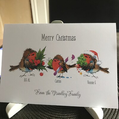 Pack of Robin Personalised Christmas Cards, Custom Christmas Cards ...