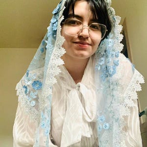 Our Lady of Guadalupe Collection/ White Floral D-shape Veil/ Prayer ...