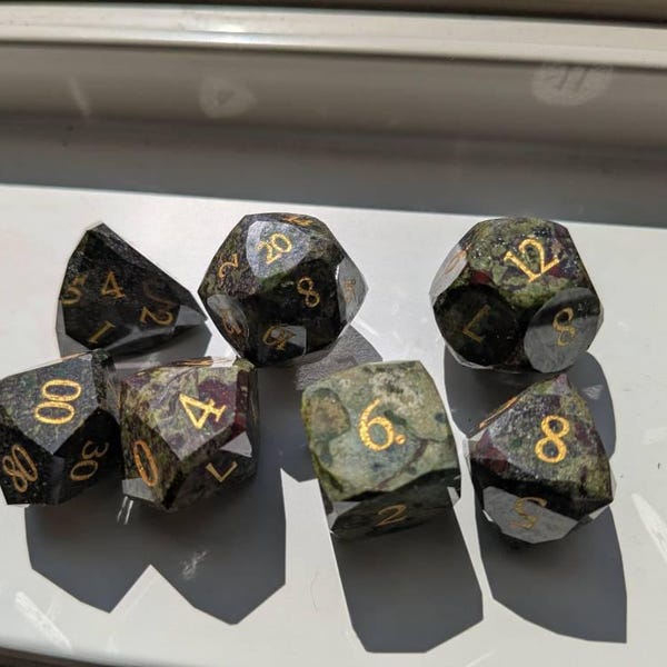 Natural Stone Dnd Full Dice Set| Tiger Eye Dnd Dice Set Sorcerer ...