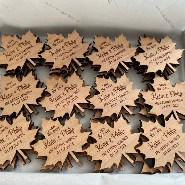 Kraft Save the Date Magnet With Cards, Autumn Fall Wedding Maple Leaf ...