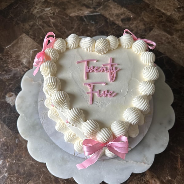 Acrylic Cake Topper for Vintage Heart Cake | Heart Shaped Cake Topper ...