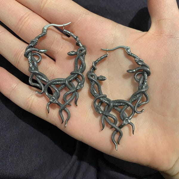 Gothic Chandelier Hoops, Goth Hoop Earrings, Hoop Earrings, Gothic ...