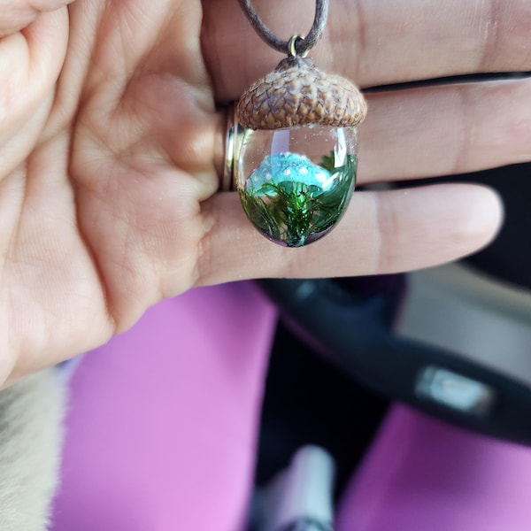 Natur Pendant, Botanic Pendant, Acorn Pendant, Acorn Mushroom and Moss ...