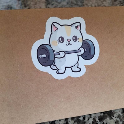 Fitness Cat Lift Weights Gym Vinyl Sticker - Etsy