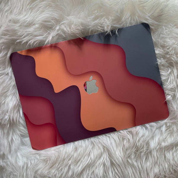 Colorful Ombre Waves Illustration Painting Hard Case MacBook Air Pro 13 ...