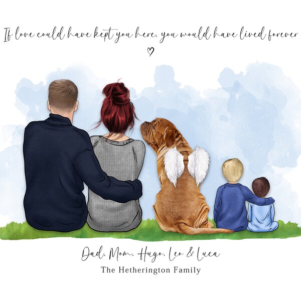 Personalised Pet Loss | Family & Pet Print | Dog Memorial Print | Dog ...
