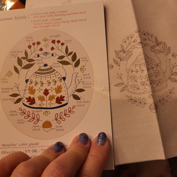 Autumn Kettle - Embroidery Kit, Embroidery Art, DIY Kit, DIY Gift ...