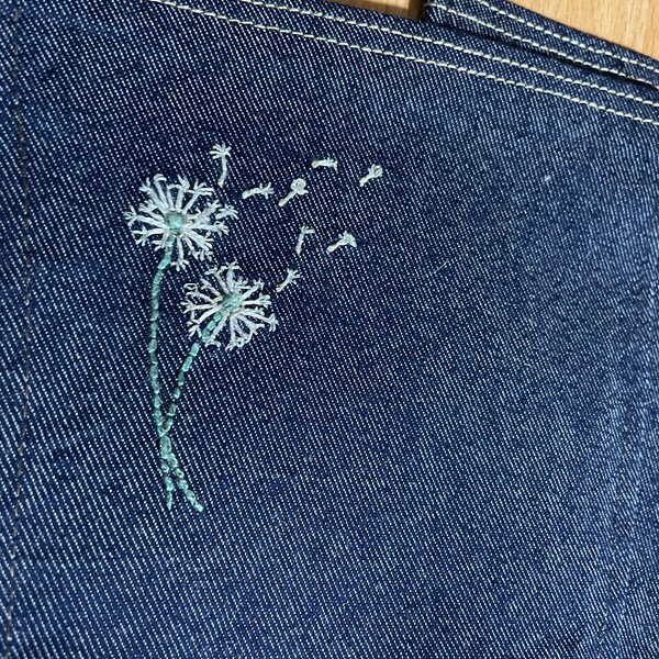 Jean Jacket Embroidery Pattern, Wildflower Dandelion Hand Embroidery Design, Trendy Embroidery ...