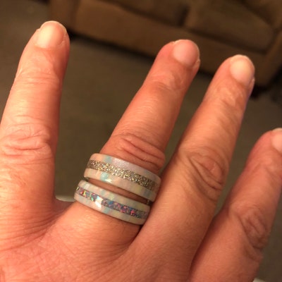 Unicorn Poop Ring With Opal Inlay 6mm Width Diamond Dust Ring ...