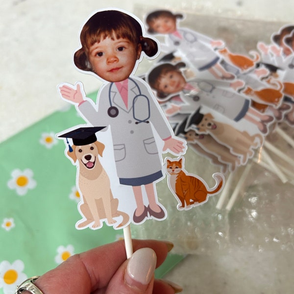 Vet/vet Assistant Custom Face Cupcake Toppers, Veterinarian Cupcake ...