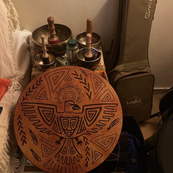 Shamanic Bird Vegan Drum: 20" Tunable Frame Drum, Sound Therapy ...