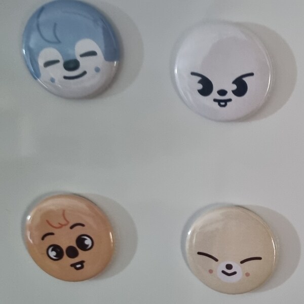 SKZOO Stray Kids Pinback Buttons | Pins | Kpop Badges | Cute Animal Magnets | Member Set | Merch ...