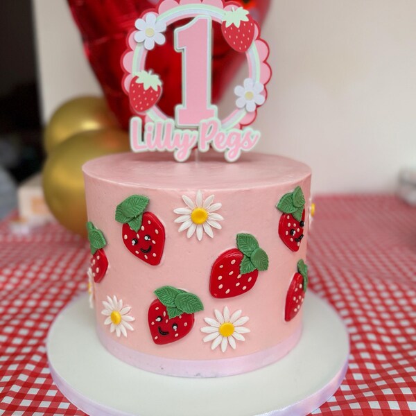 Strawberry Themed Cake Topper | Berry 1st Birthday | Strawberry Cake ...