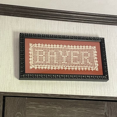 Heirloom Lace Personalize Custom Filet Crochet Name Doily Natural White ...