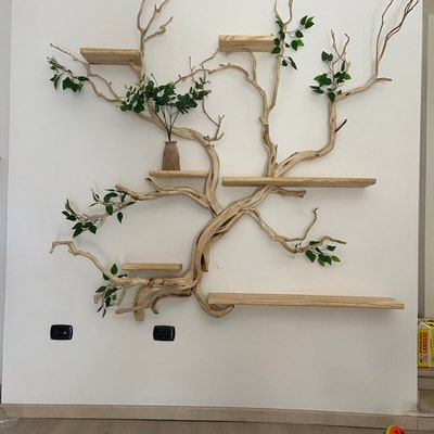 Wavy Shelf Live Edge Floating Shelves Solid Wood Wall Mount Bookshelf ...