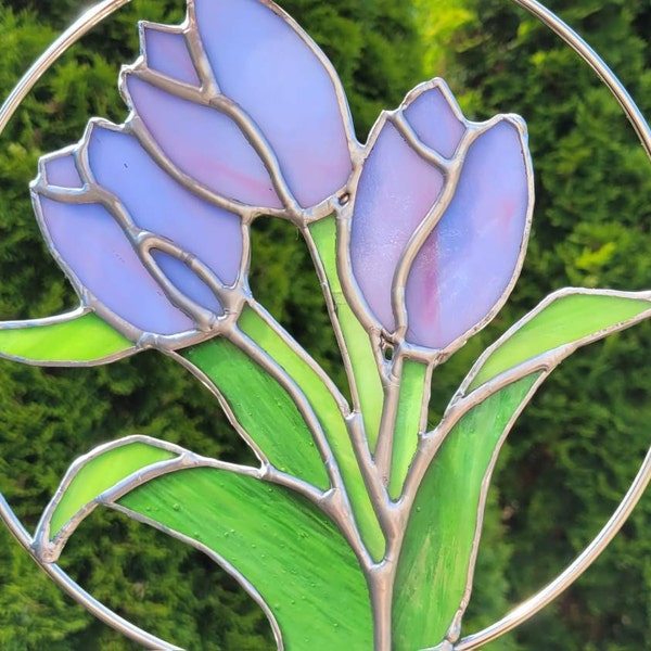 Tulip Flowers Pattern Stained Glass PDF Digital File - Etsy