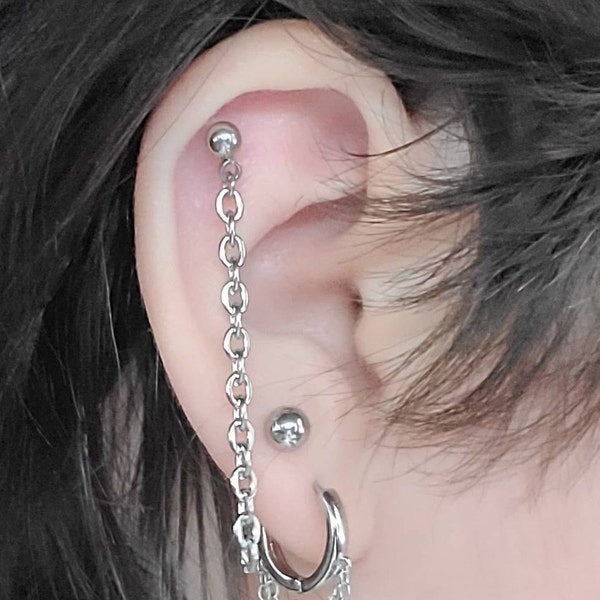 Simple Chain Earring, Helix Earring, 20g 16g Ear Cartilage Chain ...
