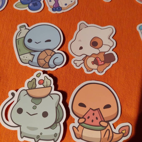 Cute Poké Picnic Stickers, Kanto Starter Stickers, Cute Food Stickers ...