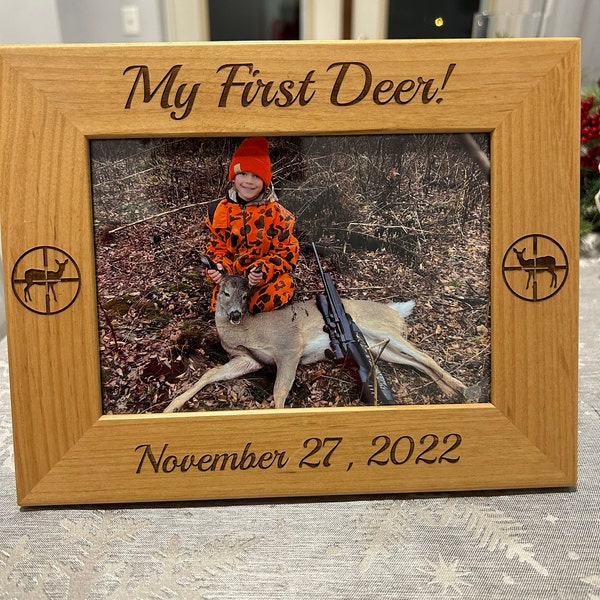 Custom Engraved Buck Hunting Photo Frame | First Buck Keepsake - Etsy