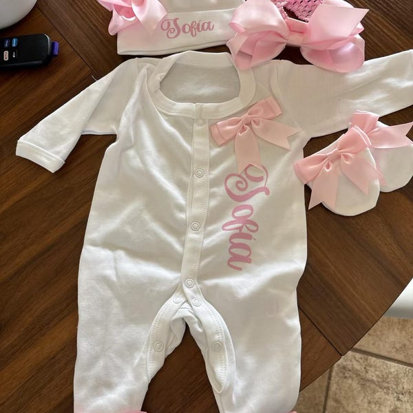Newborn Baby Boy Homecoming Set, Any Name Sleepsuit / Babygrow Hat ...