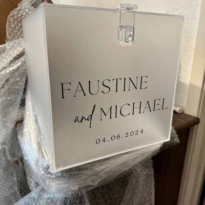 Personalized Name Card Box Wedding Acrylic Card Box With Lock and Key ...