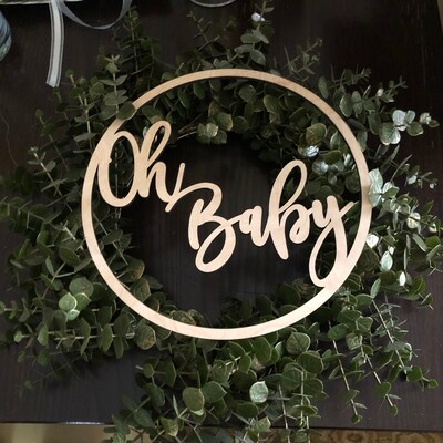 Oh Baby Circle Baby Shower Sign, Babyshower Decorations, Wooden Laser ...