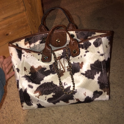 Cow Print Purse, Monogram Cow Tote Bag, Personalized Cow Bag, Cow ...