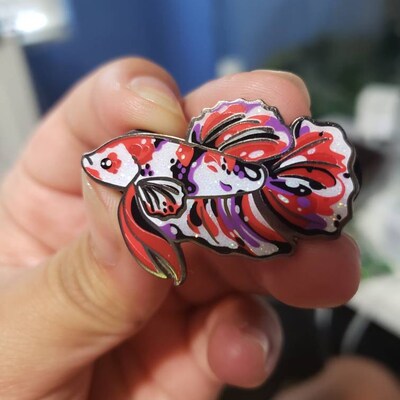 Pastel and Rose Gold Koi Betta Fish Pin - Etsy